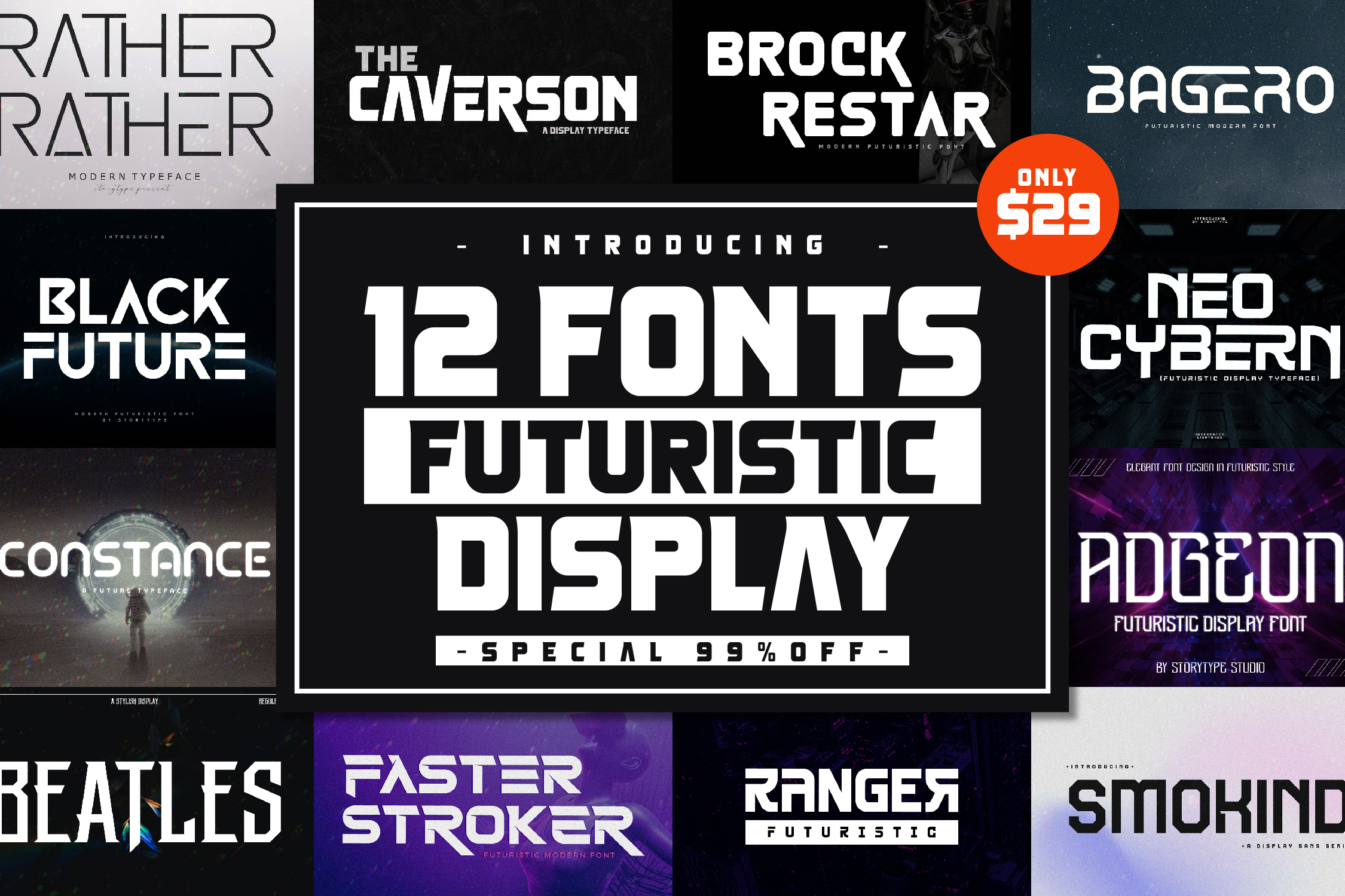 12 Fonts Futuristic Display Font Bundle Special Edition - Letterena Studios