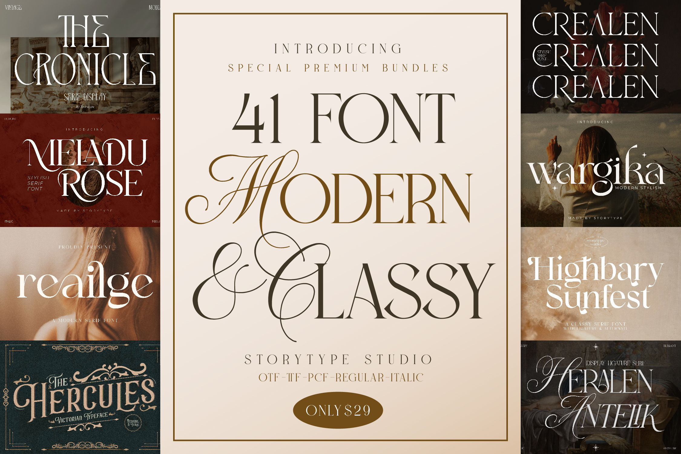 41 Fonts - Modern & Classy Serif Font Bundle - Letterena Studios