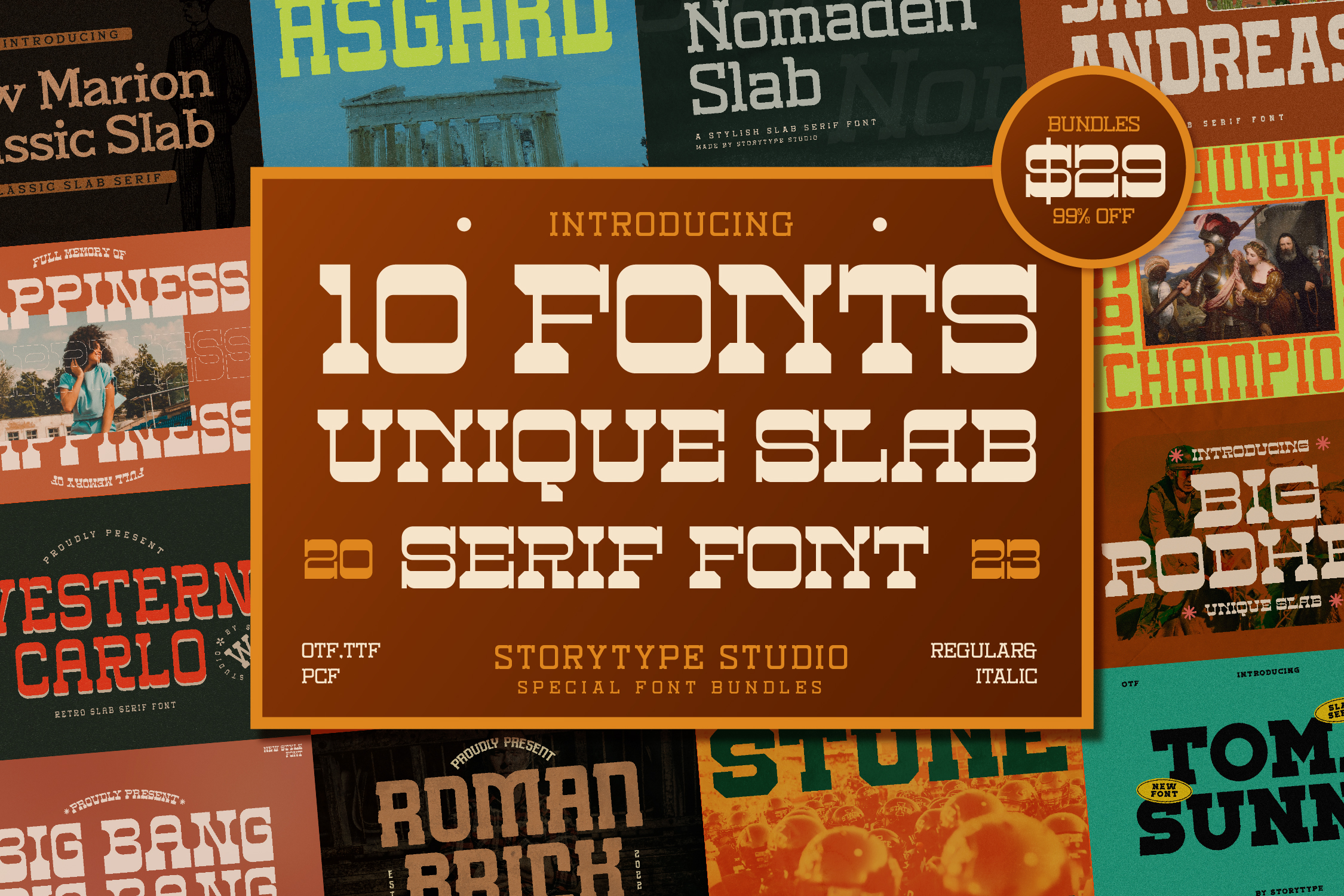 10 Unique Slab Serif Font Bundle - Classy Style - Letterena Studios